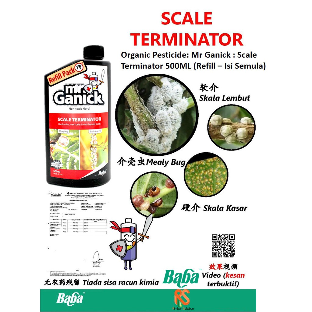 Organic Pesticide Mr Ganick Scale Terminator 500ML BABA Refill Isi ...
