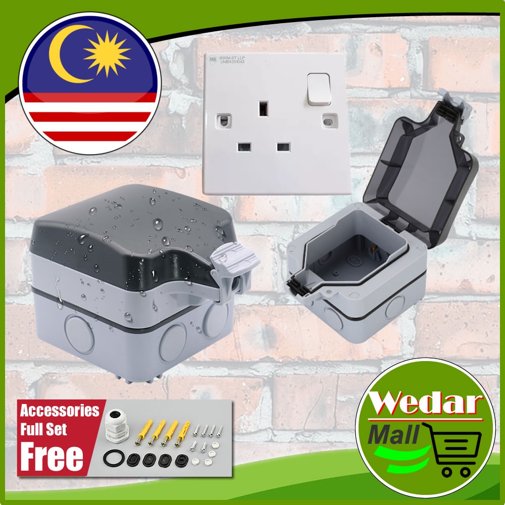 (SIRIM) 1Gang IP66 Outdoor 13A Waterproof Wall Socket Weather Proof ...