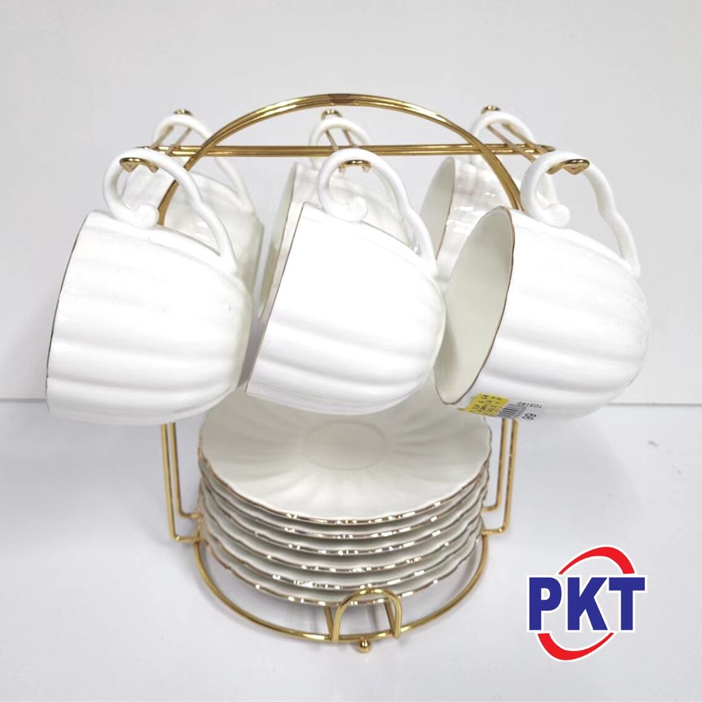 13PC CUP & SAUCER PORCELAIN // CAWAN & PIRING PORCELIN CERAMIC DENGAN ...