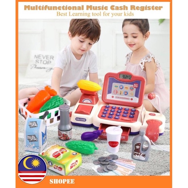 [Ready Stock] Kids Multifuntional music cash register toy pretend play ...