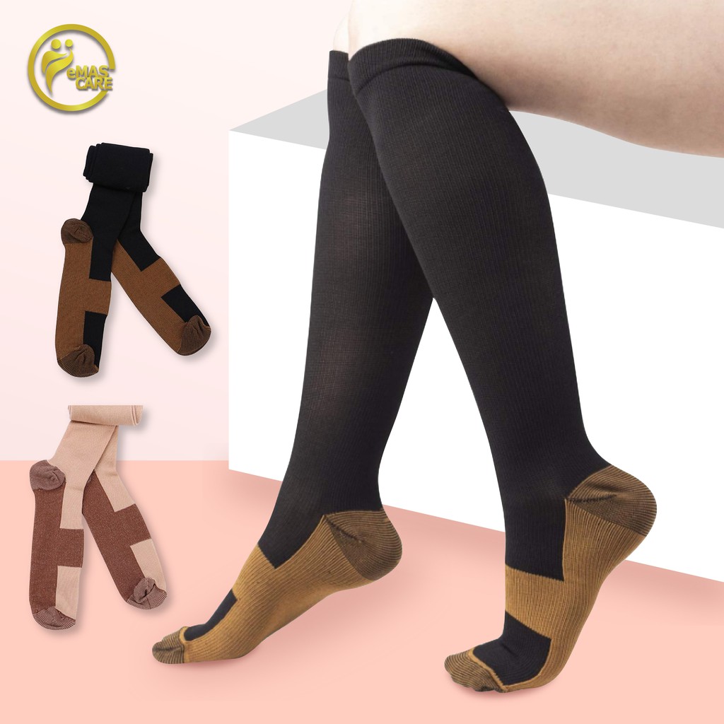 Unisex Knee Support Copper Infused Compression Socks Help Blood ...