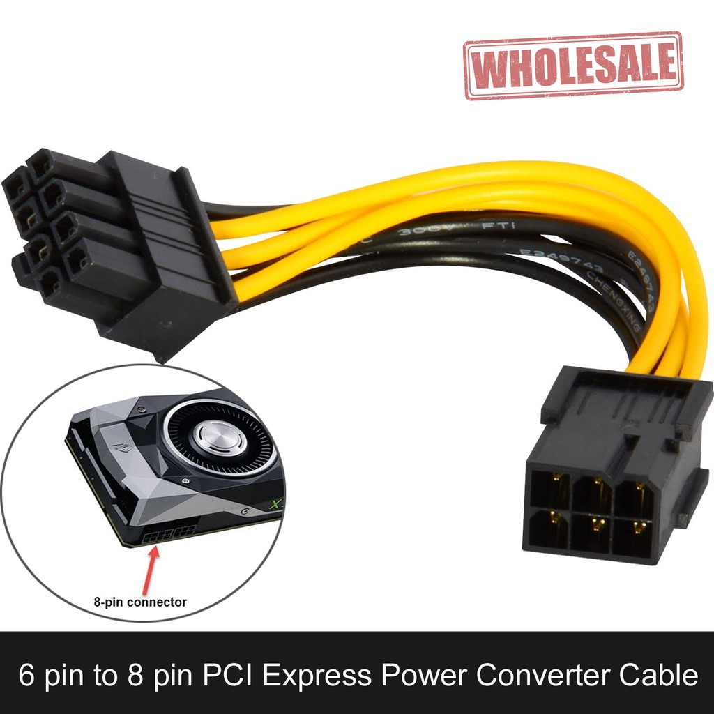 6 pin to 8 pin PCI Express Power Converter Cable for Video Card - 6pin ...