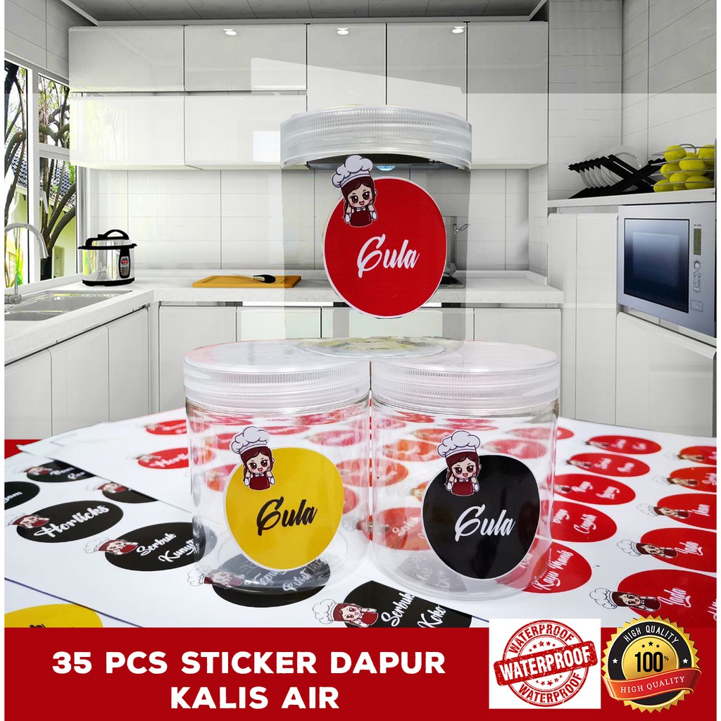 [READY STOCK] Sticker Label Barangan Dapur 35 pcs 5x5cm | Shopee Malaysia