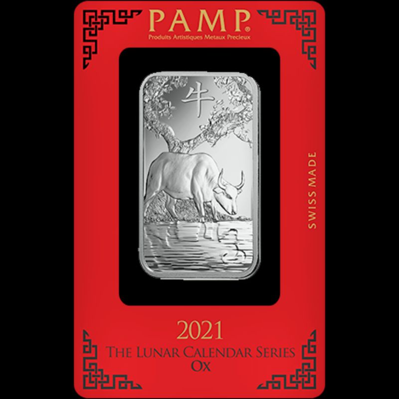 AFZA 2021 PAMP SUISSE LUNAR OX 1 OZ 999 SILVER BAR COIN IN ASSAY (FREE ...
