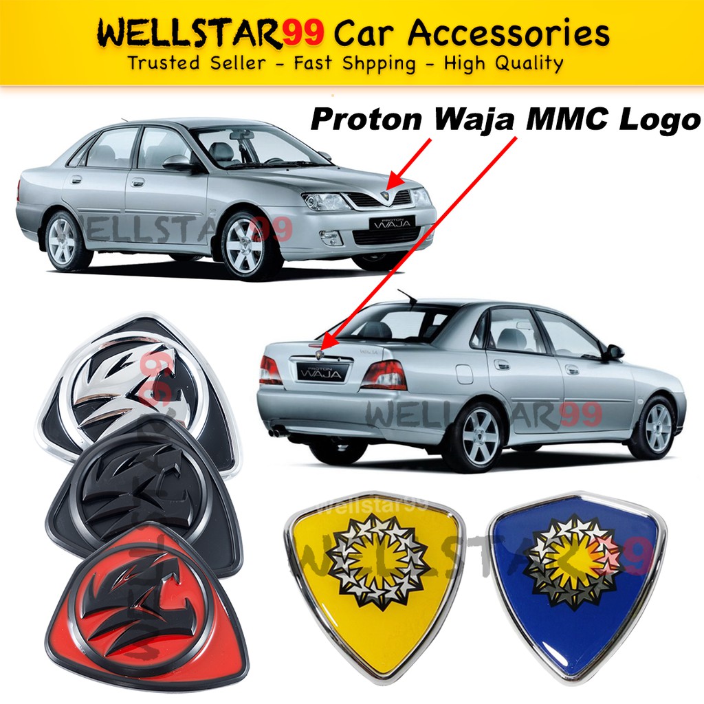 Proton Waja MMC 3D Logo Matte Black Red UK Logo Emblem Front Rear ...