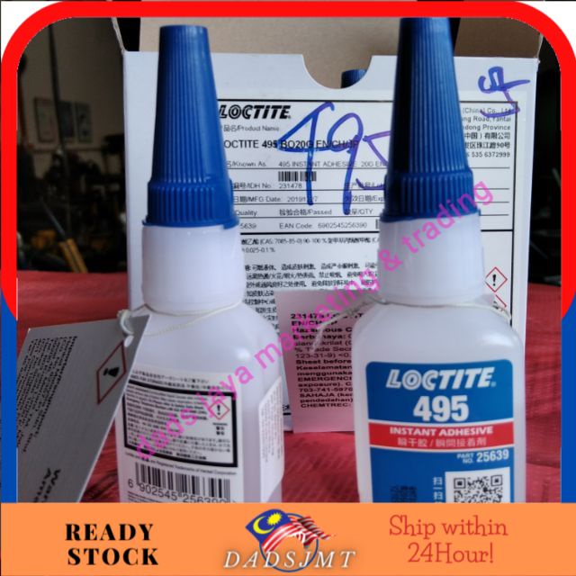 [ORIGINAL] Loctite 495 Super Bonder Instant Adhesive 20g with original ...