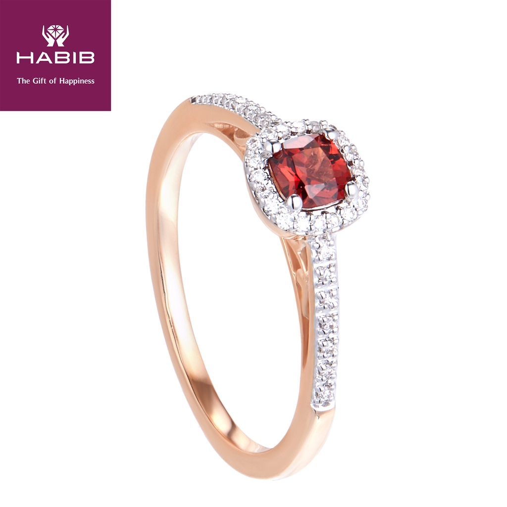 HABIB Garnet and Round Diamond Ring in 375/9K Rose Gold 259930221 ...