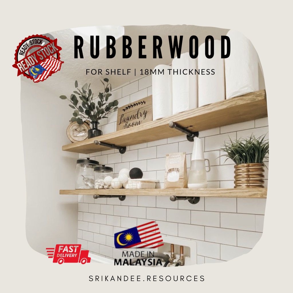 Kayu Rubberwood / Shelves / Rack for Industrial Pipe Bracket / Rak ...