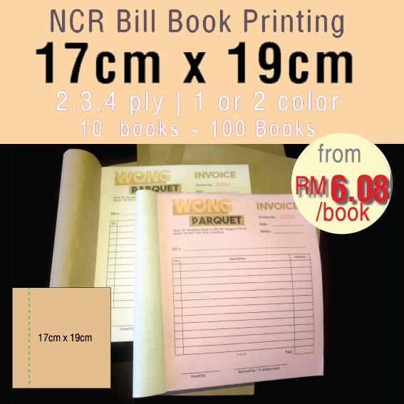 17cm x 19cm NCR Bill Book Custom Printing Receipt Invoice Payment ...