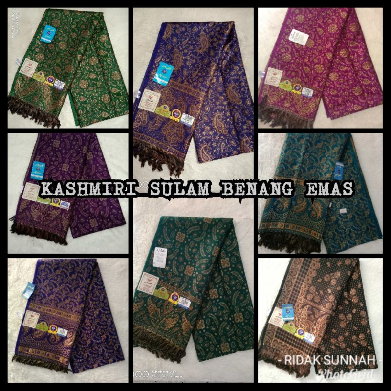 Rida Ridak Shawl Sunnah Kashmiri Sulam benang warna emas/perak high ...
