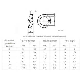 Spring Washer Heavy Duty Stainless Steel 304 Spring Washer M3 M4 M5 M6 ...