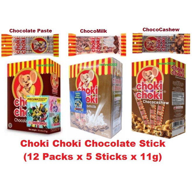 Choki Choki Chocolate Stick (12 Packs x 5 Sticks x 11g) - Chocolate ...