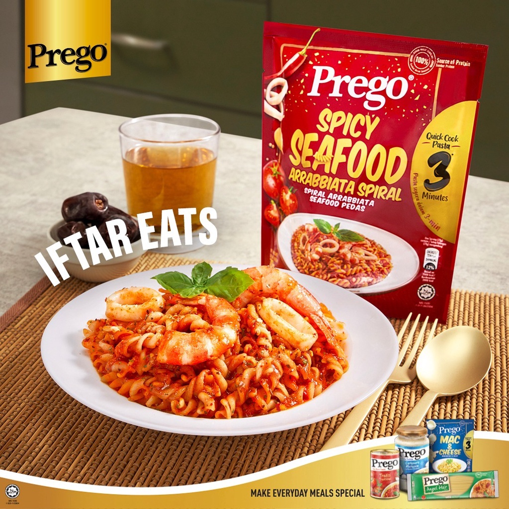 Prego 3 Minutes Quick Cook Pasta Spicy Seafood Arrabbiata Spiral 70g ...