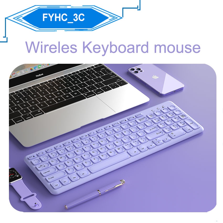 BOW Wireless Keyboard and Mouse Set Office Ultra-Thin Mute Keyboard ...