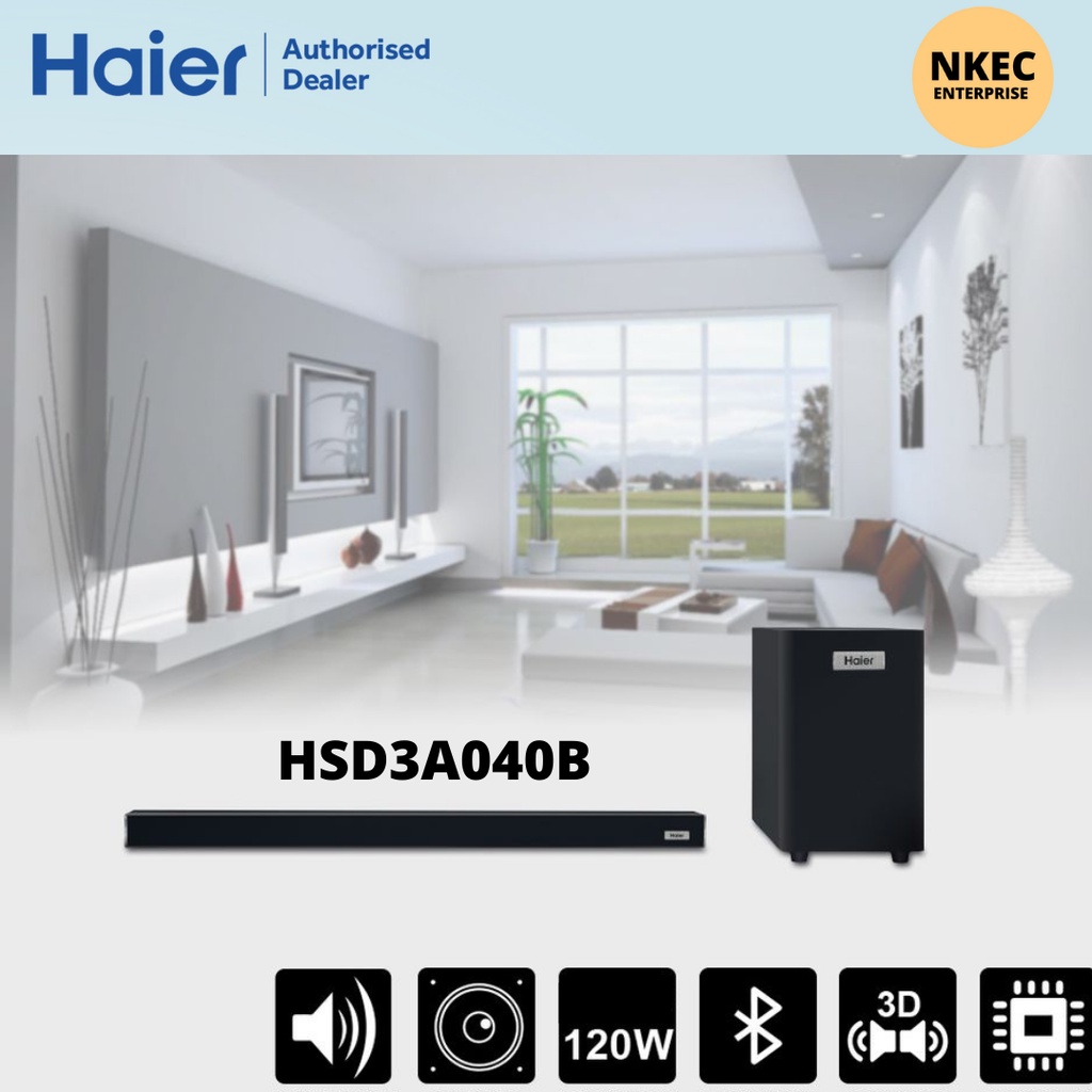 Haier HSD3A040B Wireless Bluetooth Woofer Sound bar | Shopee Malaysia