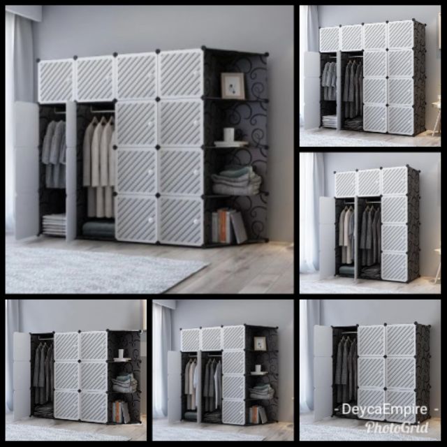 DIY CUBE WARDROBE PLAIN BLACK LINE 9, 12 & 16 cubes | Shopee Malaysia