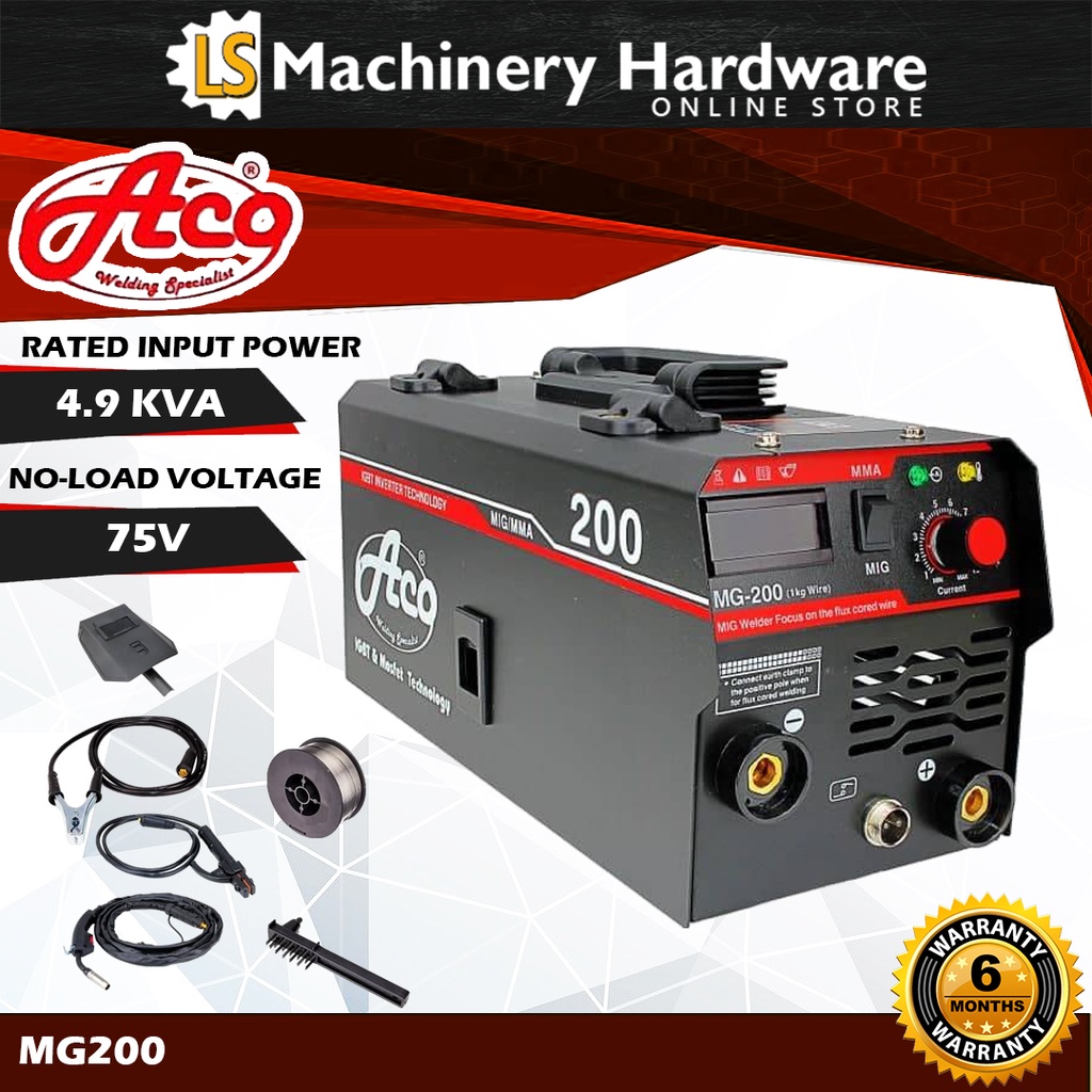 ACO MG200 MIG/MMA 2in1 WELDING MACHINE C/W MIG TORCH,MMA CABLE, MIG ...