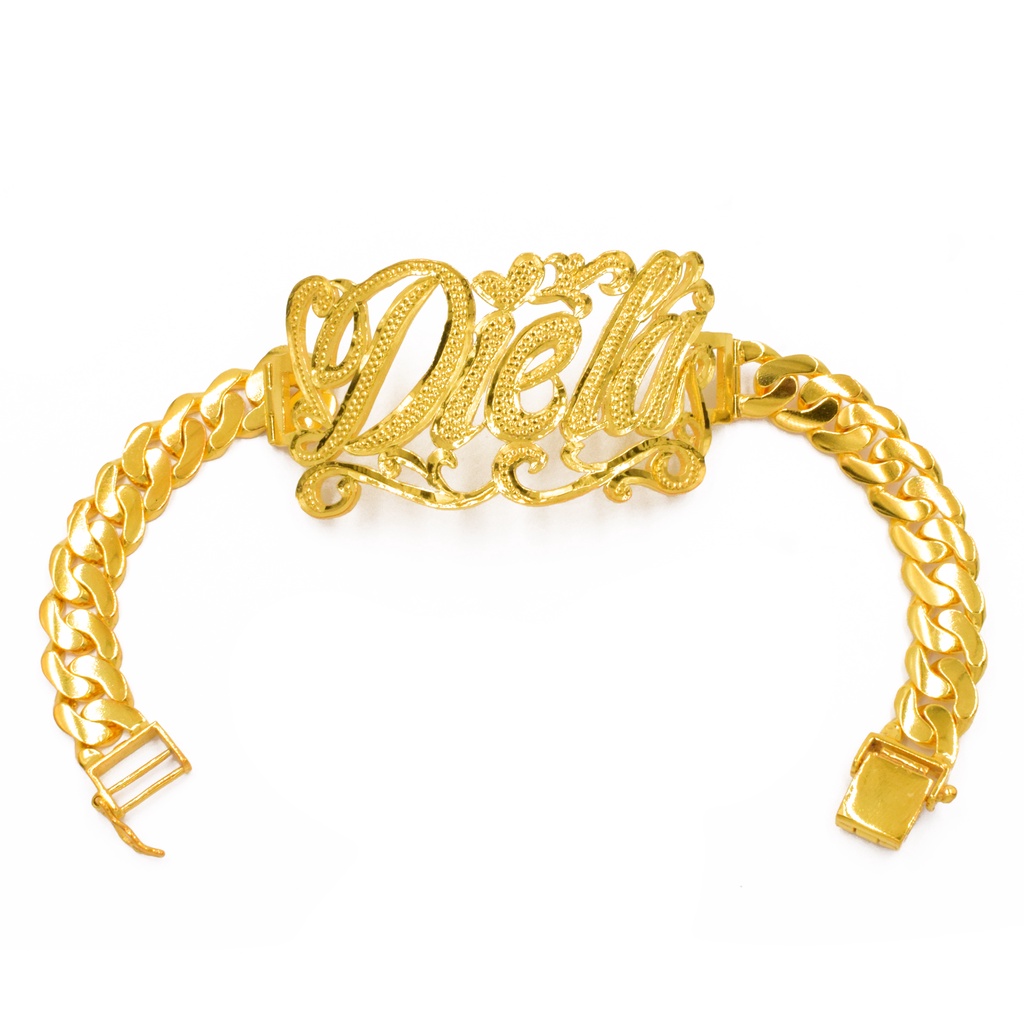 VENYSS Rantai Tangan Benson Nama DIELA Gelang Ukir Nama Rumi Perak ...
