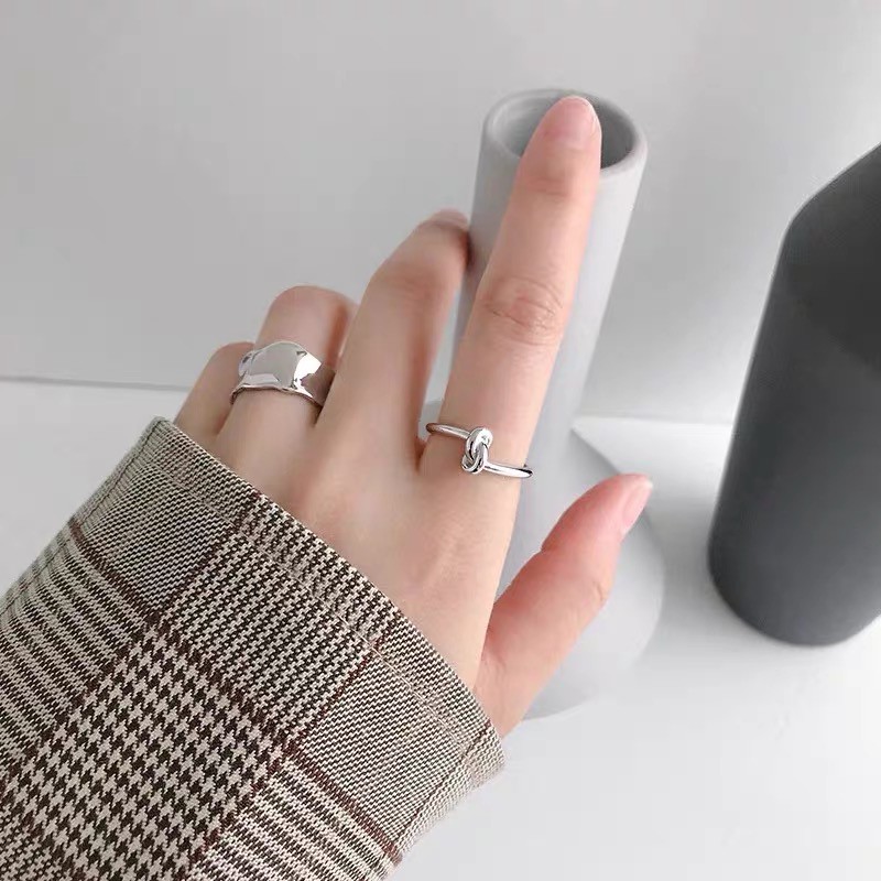 Minimalist Knotted Silver Ring adjustable band-width 极简风打结银色食指戒开口设计可调节大小 | Shopee Malaysia