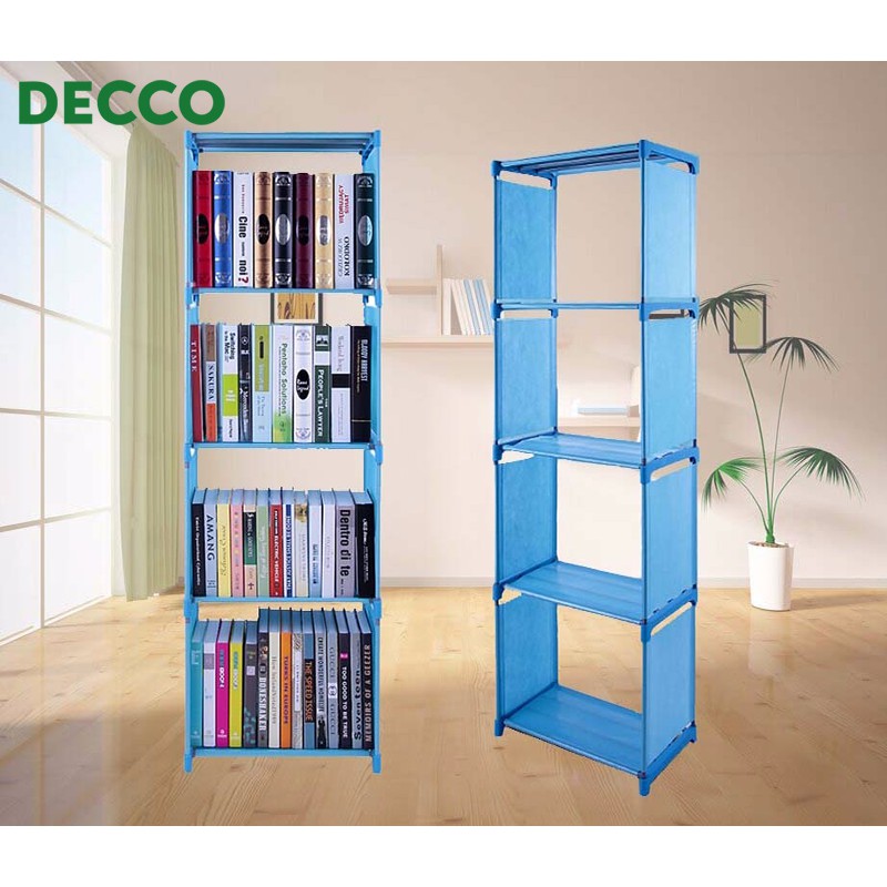 Decco 4 Grid DIY Multilayer Lightweight Plastic Book Shelf Cabinet ...