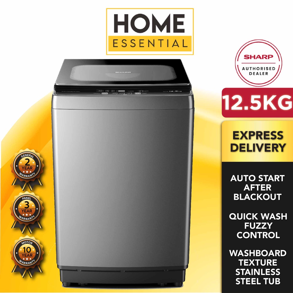 Sharp 12.5KG Top Load Fully Auto Washing Machine ESX1221 | Morgan 13KG ...