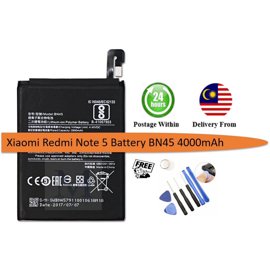 Original XiaoMi Redmi Note 5 Battery BN45 Battery 4000mAh | Shopee Malaysia