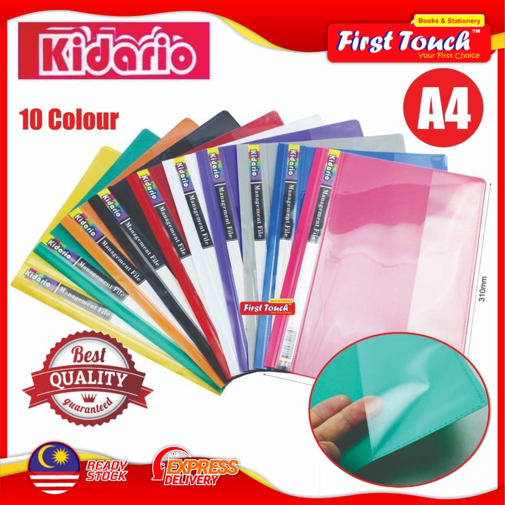 Kidario A4 Size KMF-320A PVC Management File Transparent Cover Fastener ...