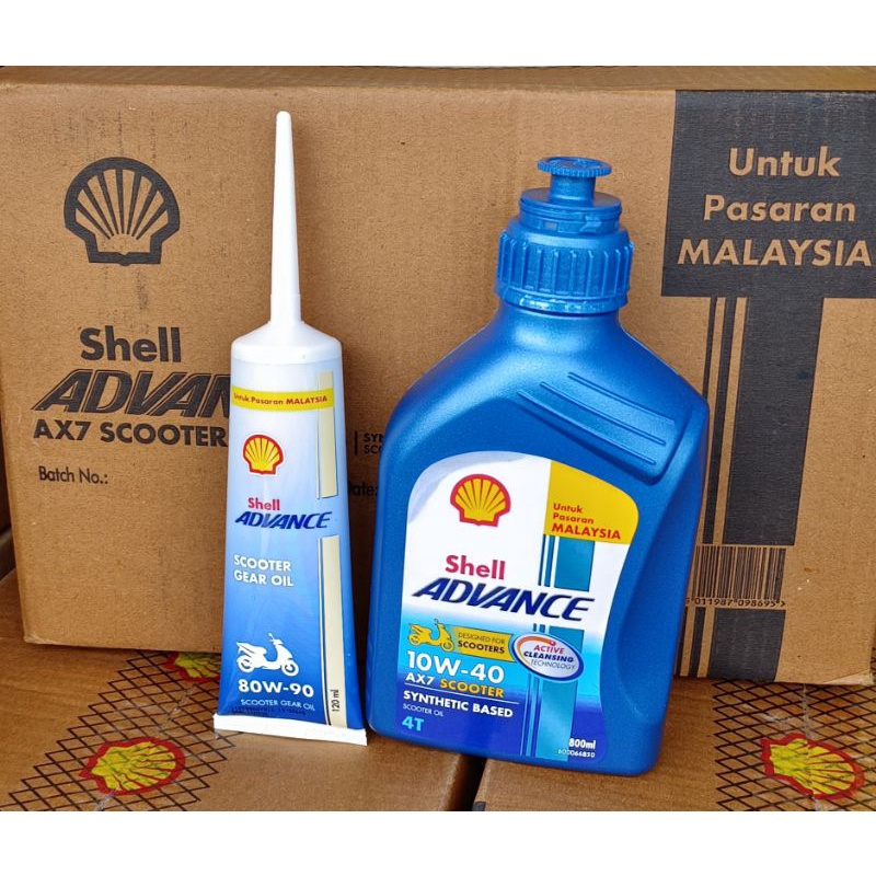 Shell Scooter 4T Ax7 10w-40 (800ml) Gear Oil 80w-90 (120ml) Shell ...