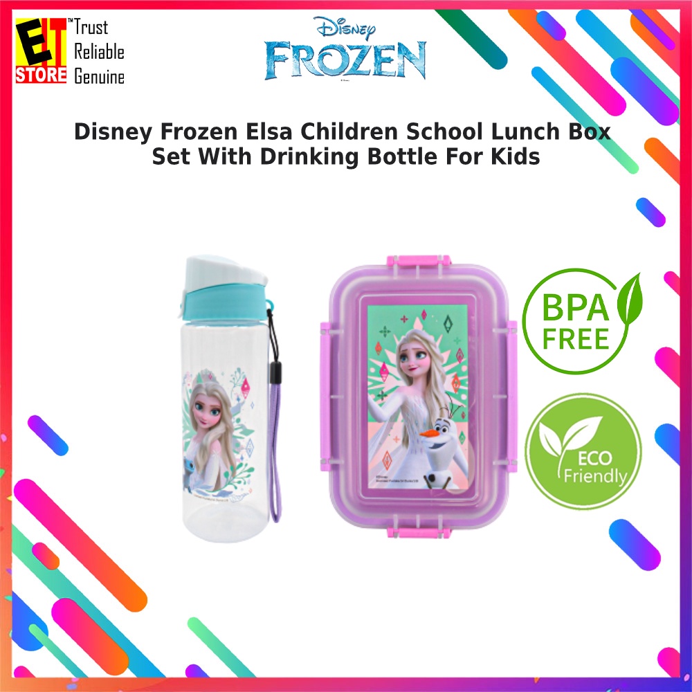 Disney Frozen Elsa Children School Lunch Box Set With Drinking Bottle ...
