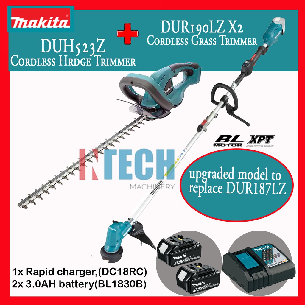 MAKITA COMBO KIT DUR190LZX2 CORDLESS GRASS TRIMMER + DUH523Z CORDLESS ...
