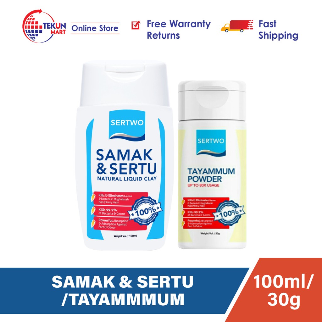 SERTWO Samak & Sertu Liquid Clay 100ml/Tayammum Powder 30g | Shopee ...