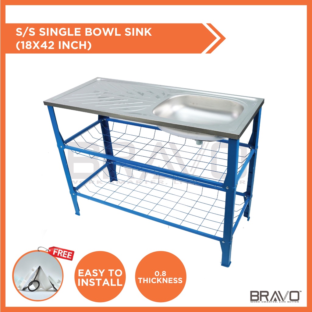 Kitchen Single Bowl/Rak Sinki Dapur Stainless Steel Sink With Plastic ...