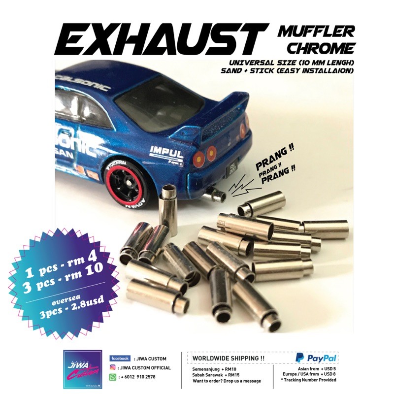 Exhaust for hot wheels / Exzos untuk diecast 1:64 Akra Two Brother ...