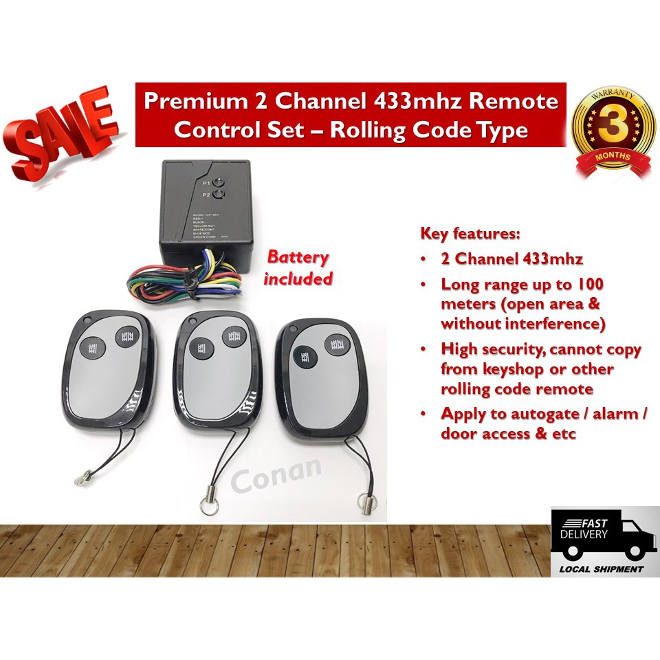 Autogate Door Wireless Premium Remote Control Set - 2 Channel 433Mhz ...