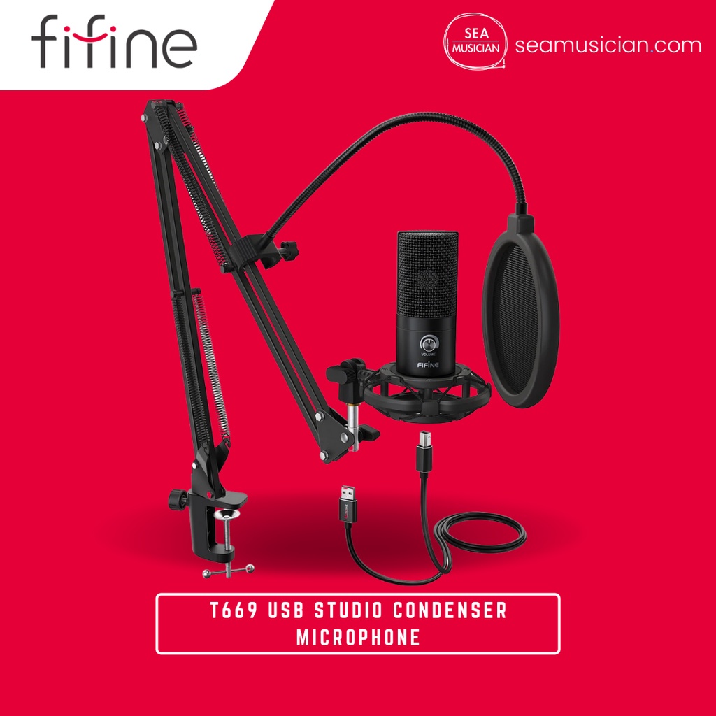 FIFINE T669 USB STUDIO CONDENSER MICROPHONE KIT FOR VOCAL RECORDING AND INSTRUMENT | Shopee Malaysia