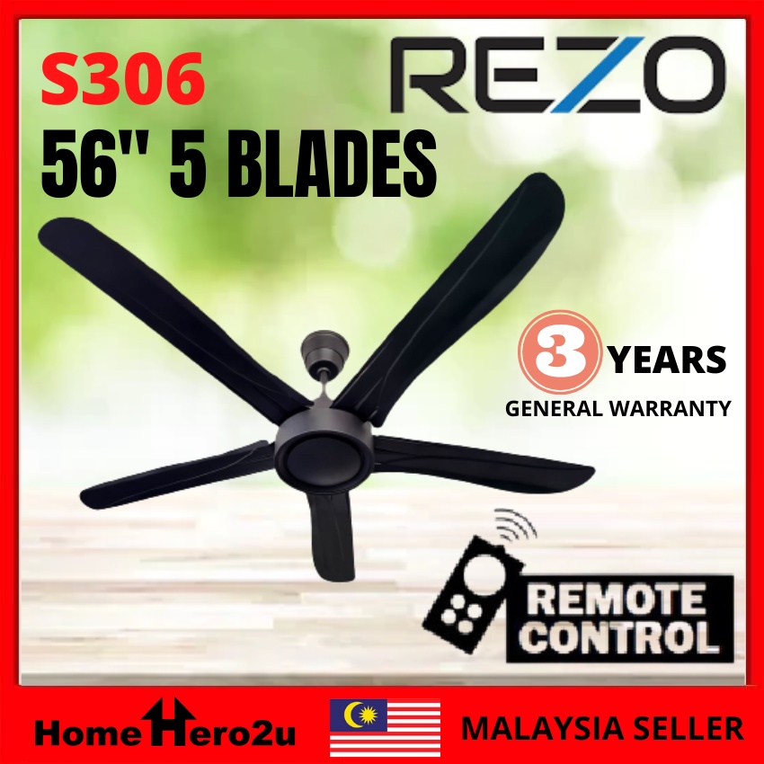 Rezo S306 5 SPEED Remote Control Ceiling Fan 56 inch 5 Blades S306 deka ...