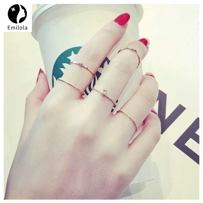 5PCS/SET Rings New Female Fashion Jewelry Korean StyleThreaded Ring ...