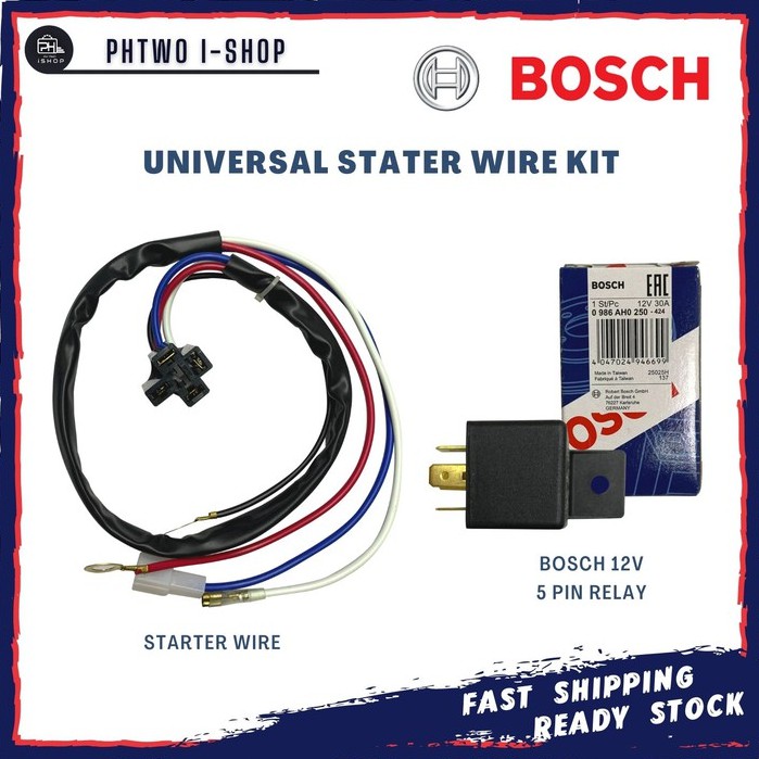 UNIVERSAL STATER WIRE KIT - STARTER WIRE & BOSCH 12V 5 PIN RELAY ...