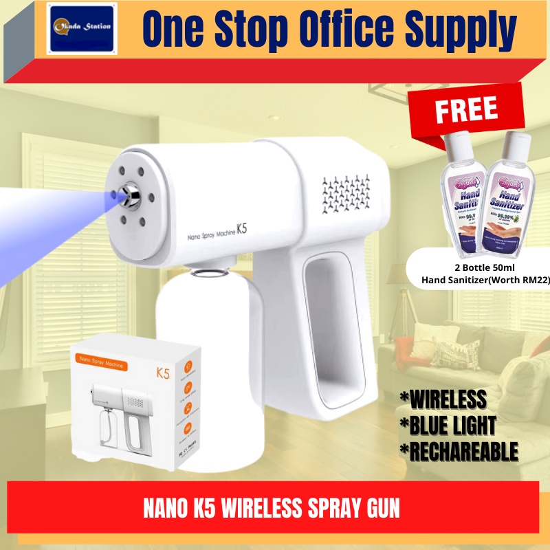 K5 Nano Spray Gun & 50ml sanitizer 2btl / Penyembur Sanitizer / Mist ...