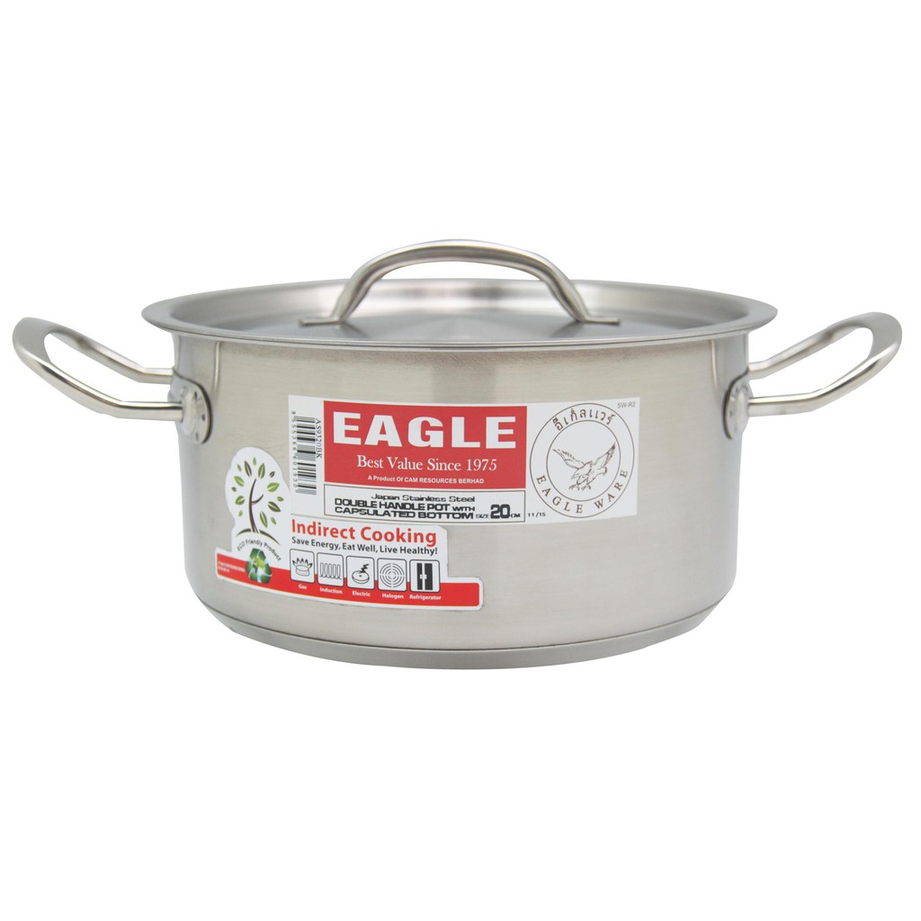 EAGLE Stainless Steel Double Handle Pot/Cooking Pot/with Capsulated ...
