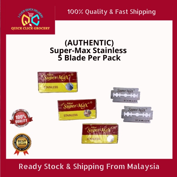 SUPER-MAX STAINLESS MATA PISAU 5 BLADE PER PACK (AUTHENTIC) | Shopee ...