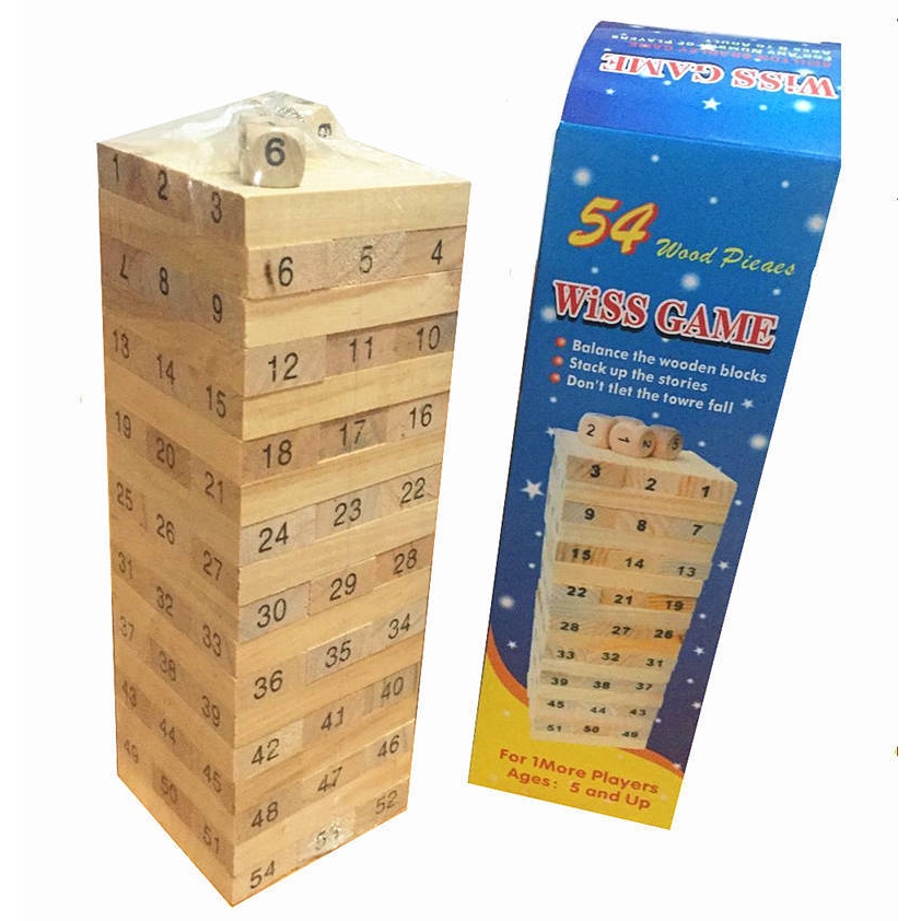 Permainan Blok Kayu Mini Wooden Building Stacking Blocks Family Party ...