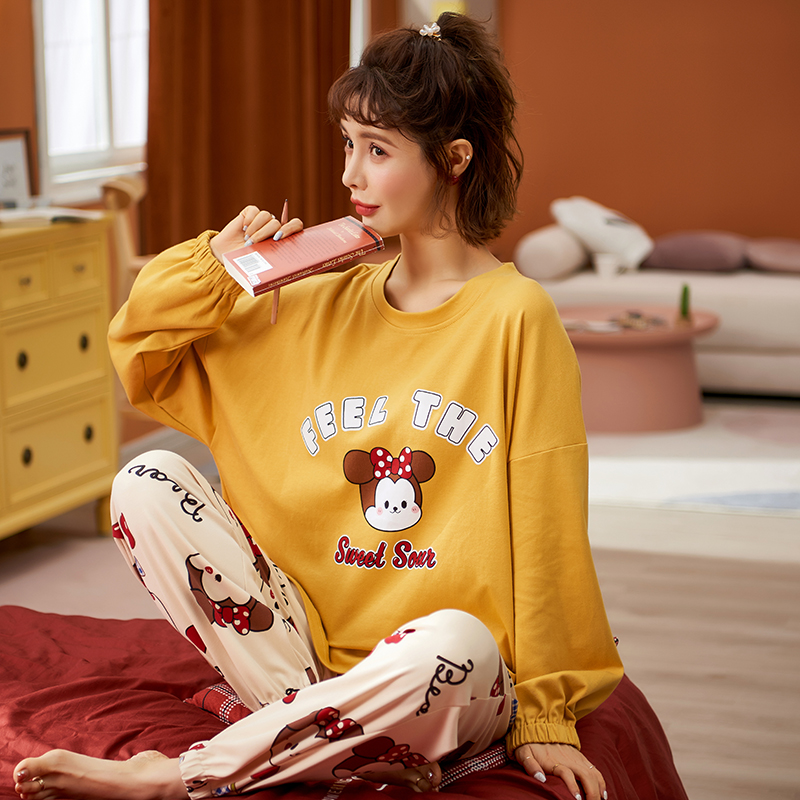 Long sleeve Nightdress Women suits New Pajamas loose sleepwear Korean ...