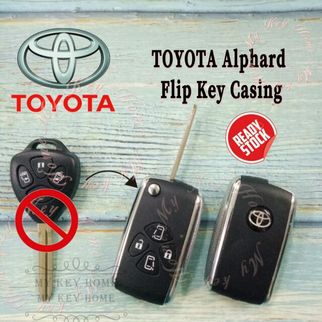 Toyota Alphard Remote Flip Key Casing ~4 Button with Toyota Logo ...