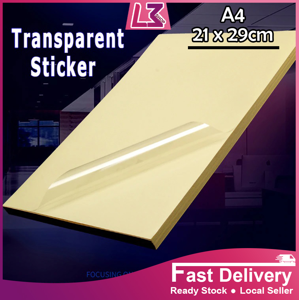 Ready Stock 10/50pcs A4 Transparent Sticker Paper Clear PVC Pet ...