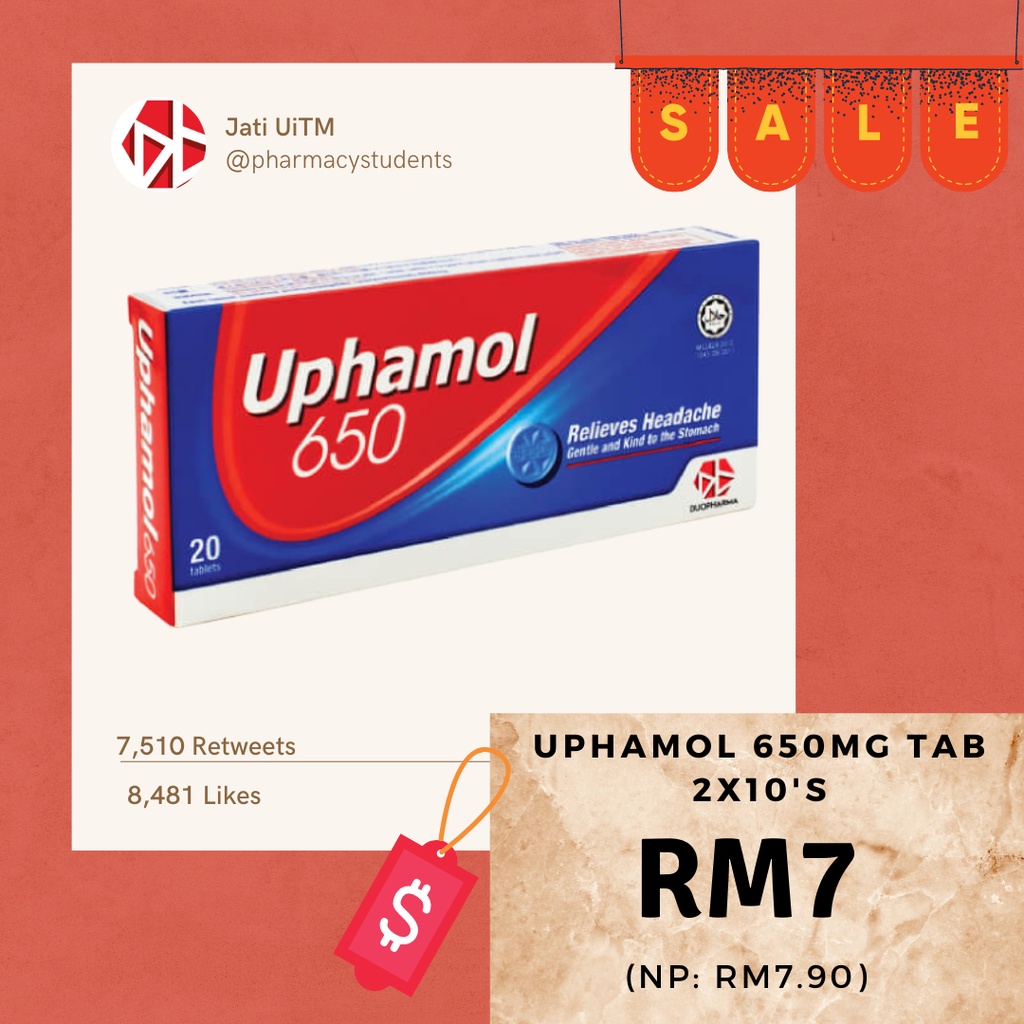 UPHAMOL 650MG TAB 2X10'S | Shopee Malaysia
