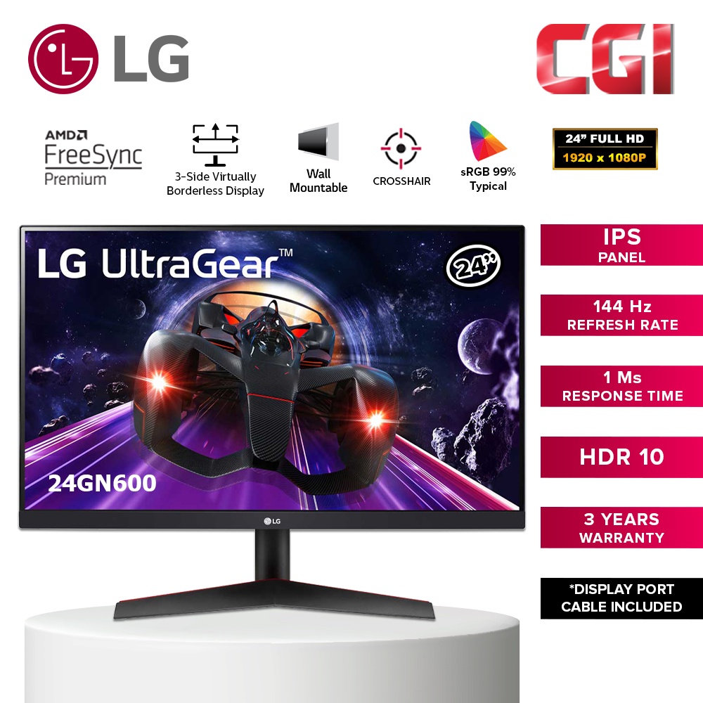 LG 24" 24GN600 UltraGear Freesync FHD IPS 1ms 144Hz HDR Monitor ...