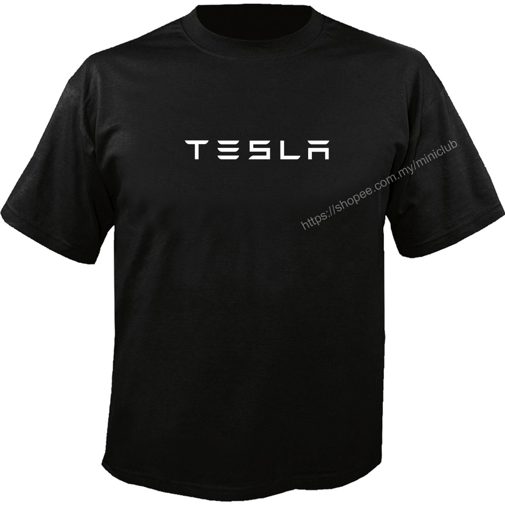 TESLA Logo Custom Tshirt Tee Shirt BLACK COLOR (S-3XL) | Shopee Malaysia