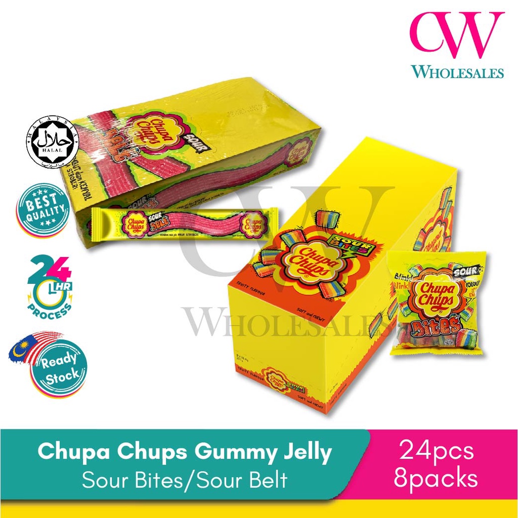 Chupa Chups Sour Bites 8pack Sour Belt Rainbow Sour Belt Gummy Jelly ...