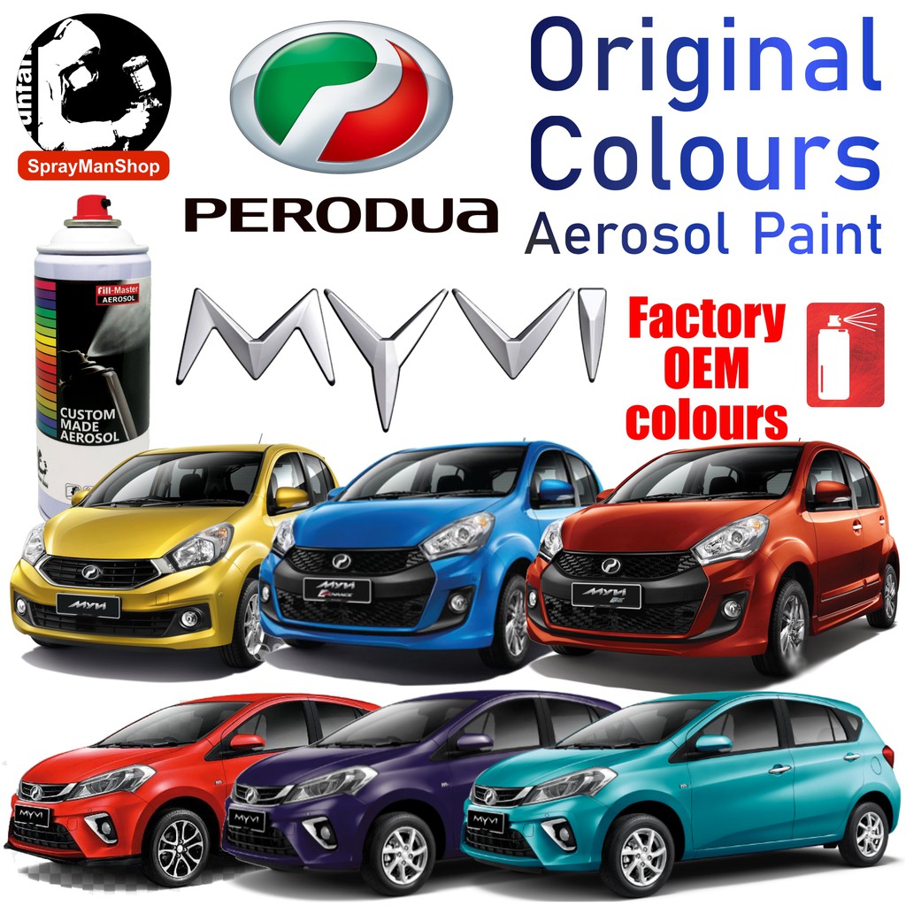 Perodua MYVI Touch Up Aerosol Spray Paint All Factory Original Colours ...